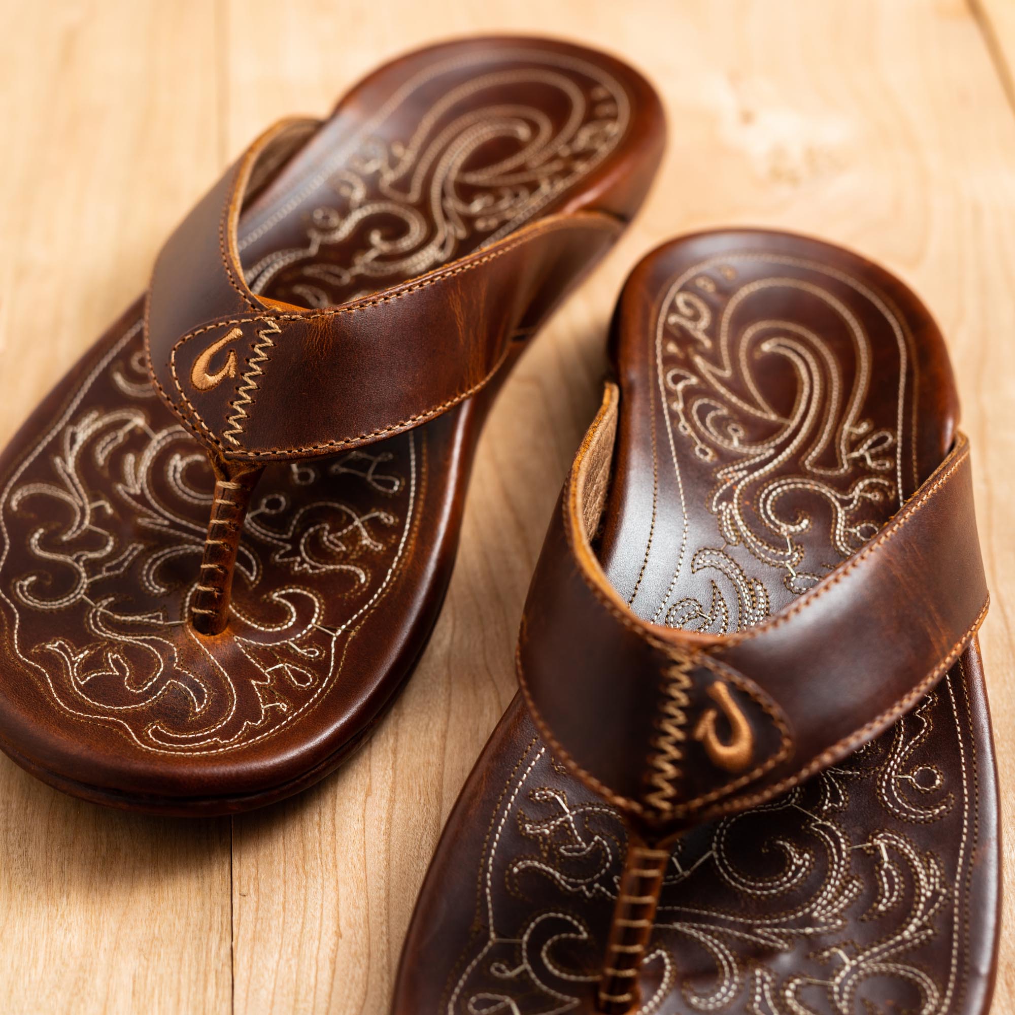 Mekila Men's Full-Grain Leather Beach Sandals - Black | OluKai