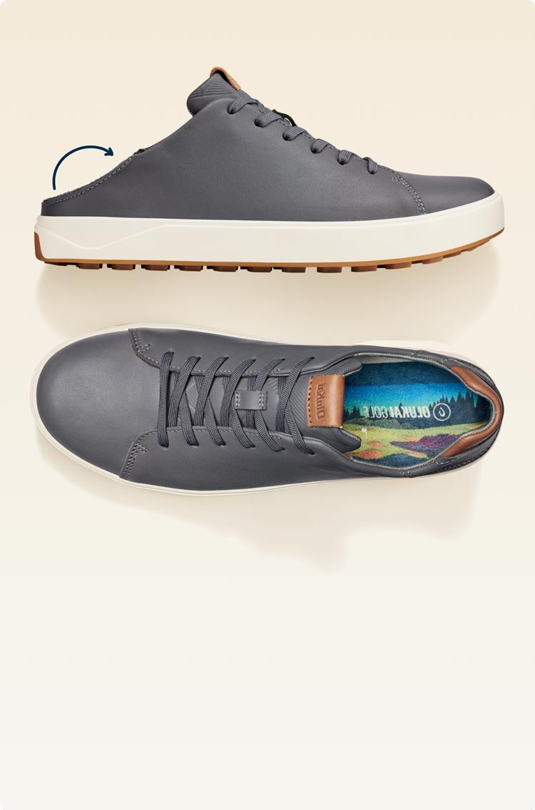 Wai‘alae Men’s Waterproof Leather Golf Shoes - Black | OluKai